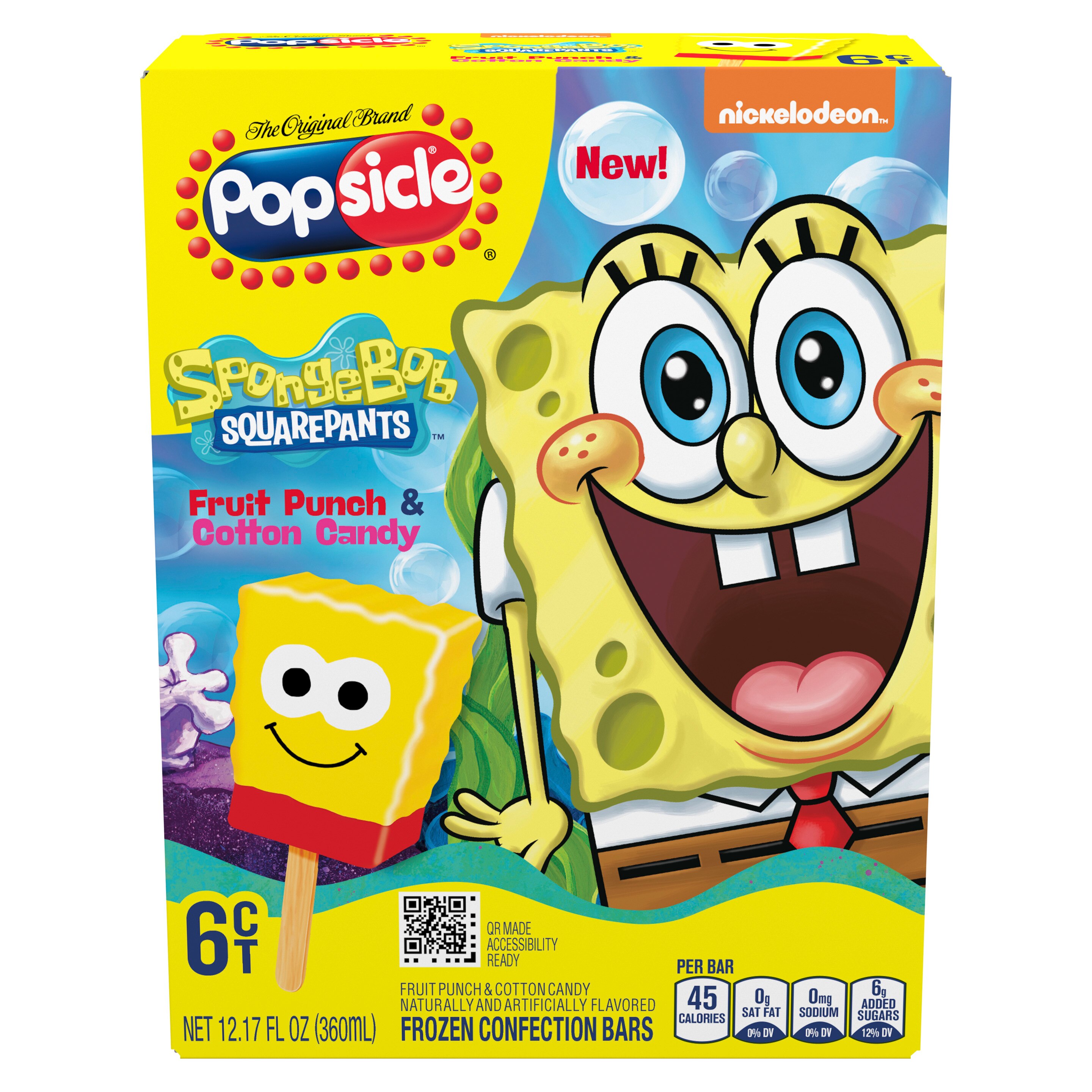 SpongeBob SquarePants™ Frozen Bars 6 Count | Popsicle®