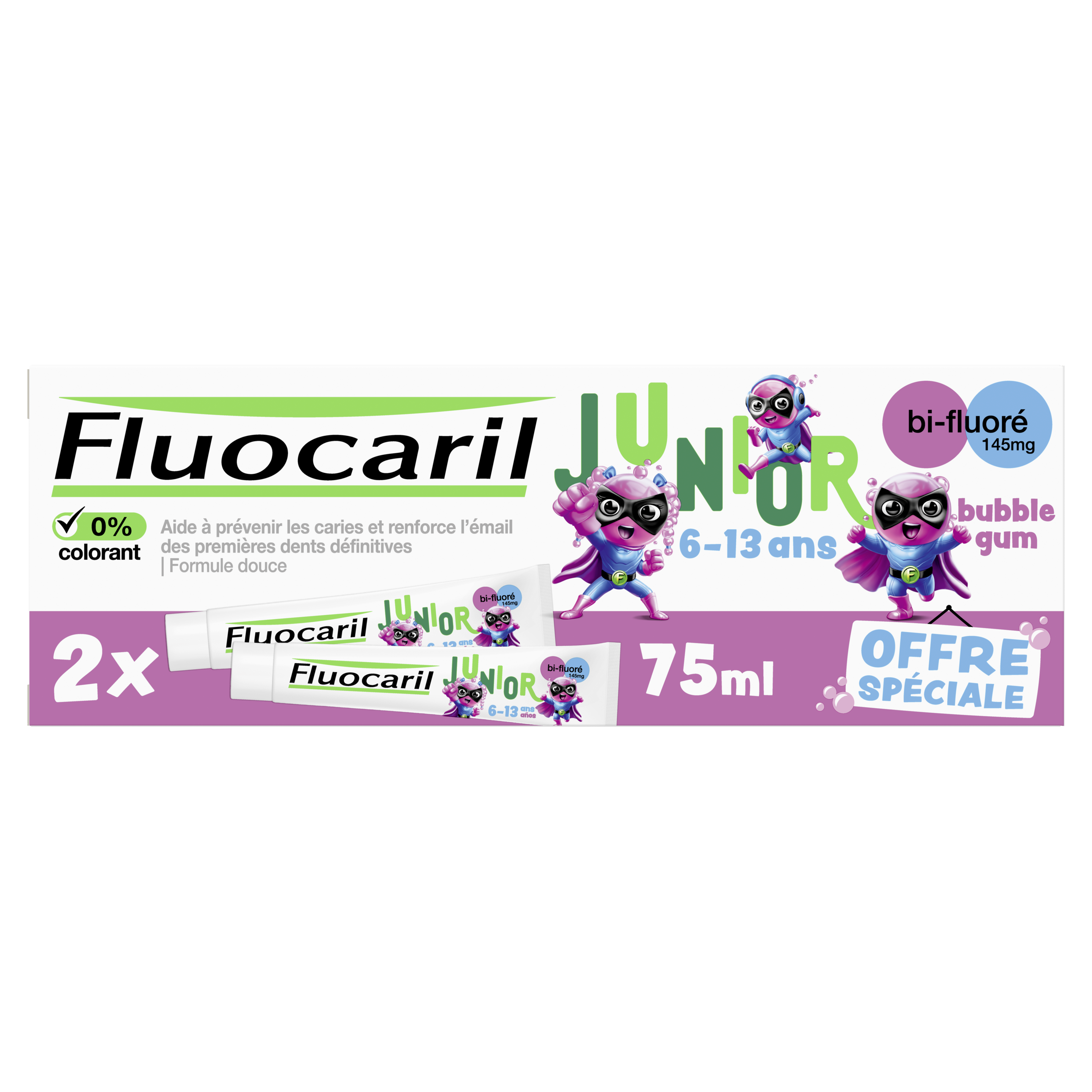 Fluocaril Dentifrice Junior Gel Bubble Gum 145mg