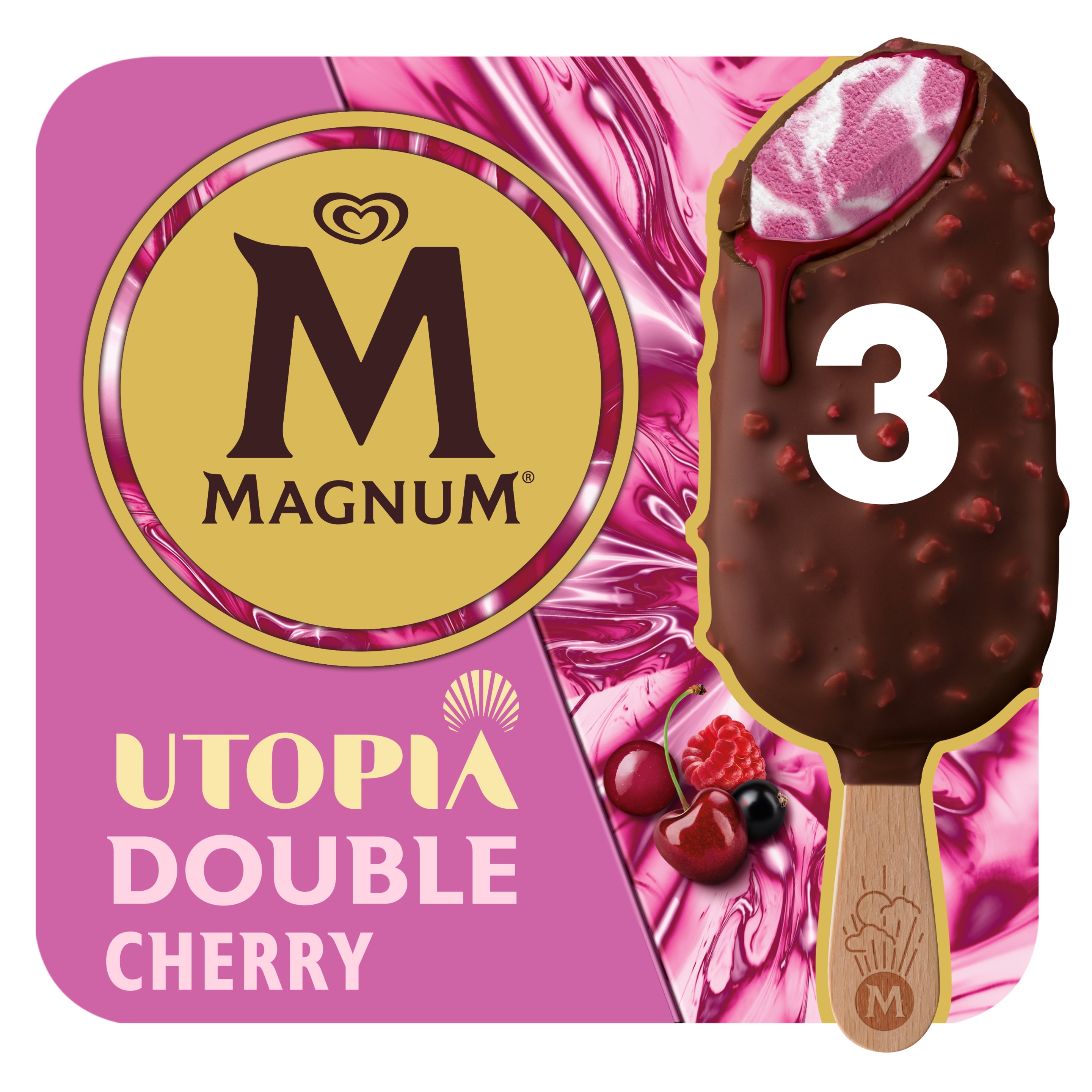Magnum Utopia Ice Cream Sticks Double Cherry 3x 85 ml | Magnum Ice Cream
