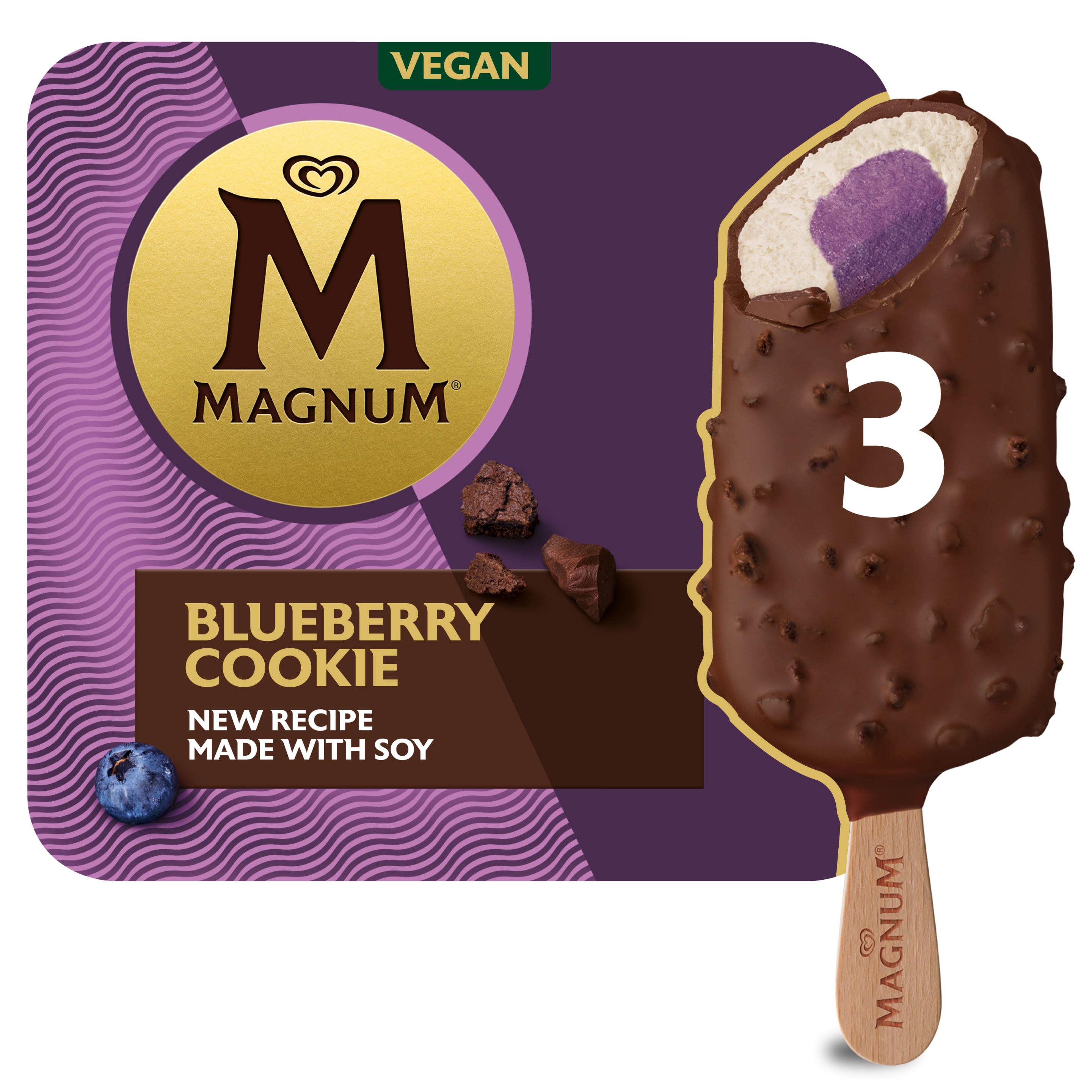 Magnum Vegan Ice Cream Sticks Blueberry Cookie 3x 90 ml