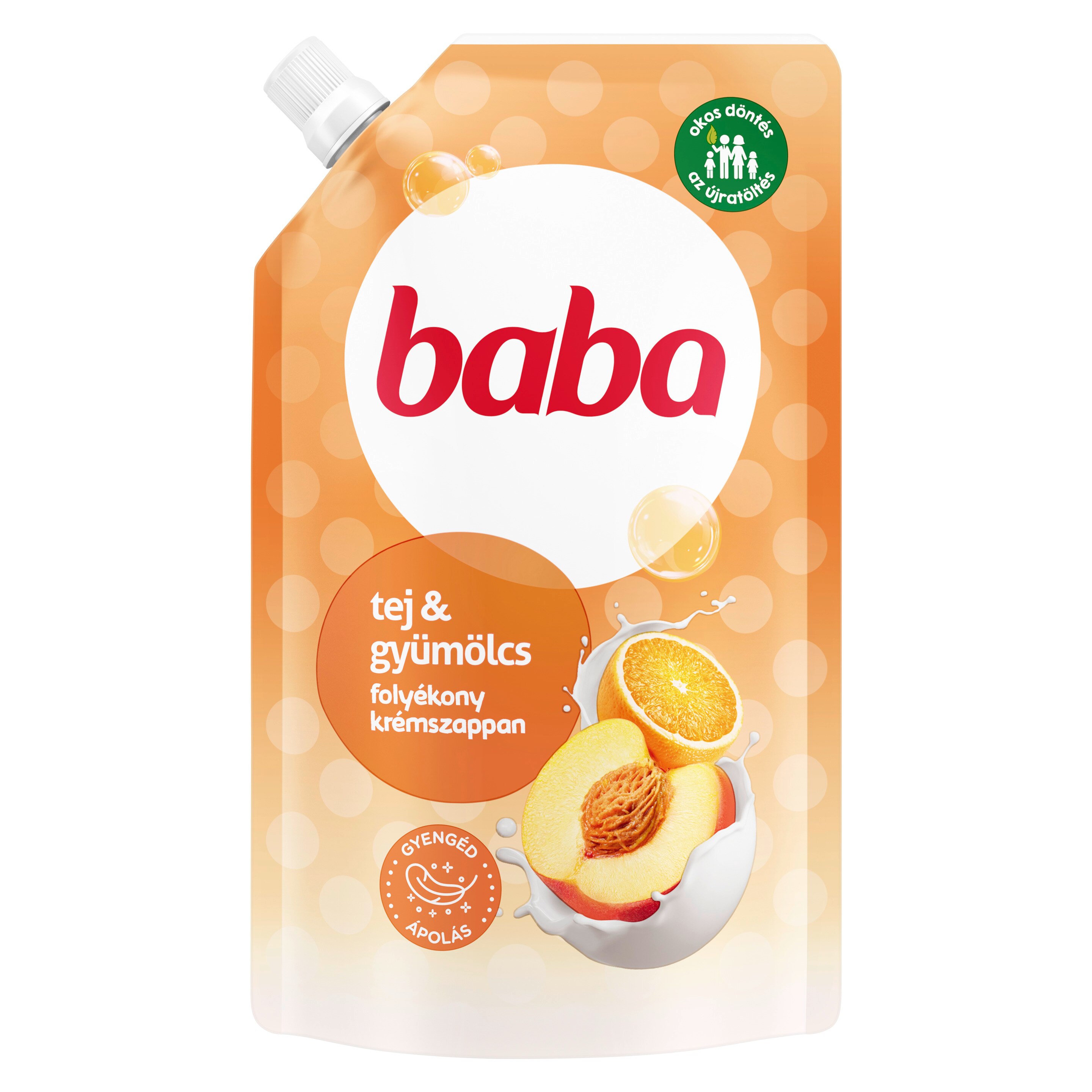 Baba folyékony szappan utántöltő tej és gyümölcs 500 ml | Baba