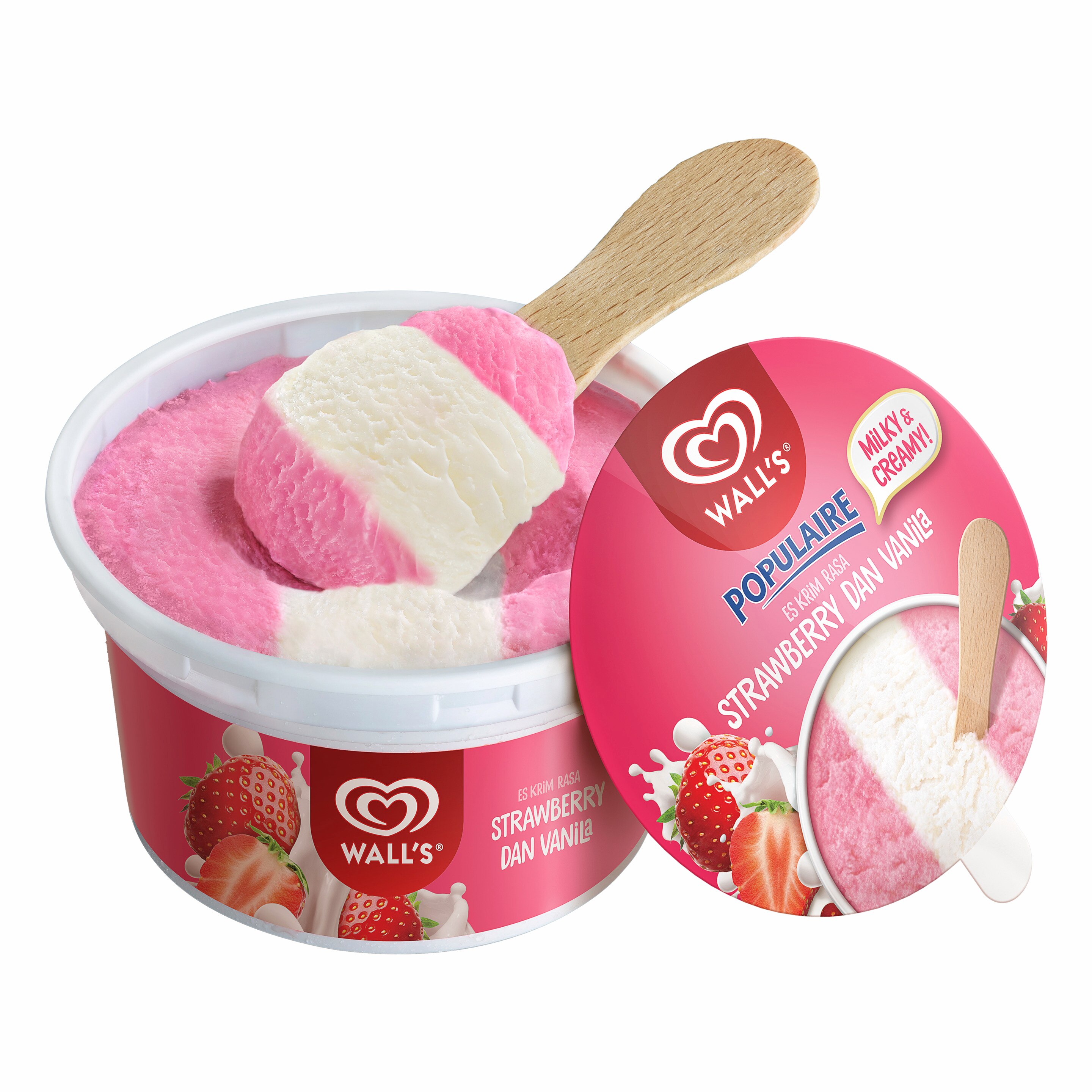 Wall's Populaire Es Krim Cup Rasa Stroberi | Wall's Indonesia
