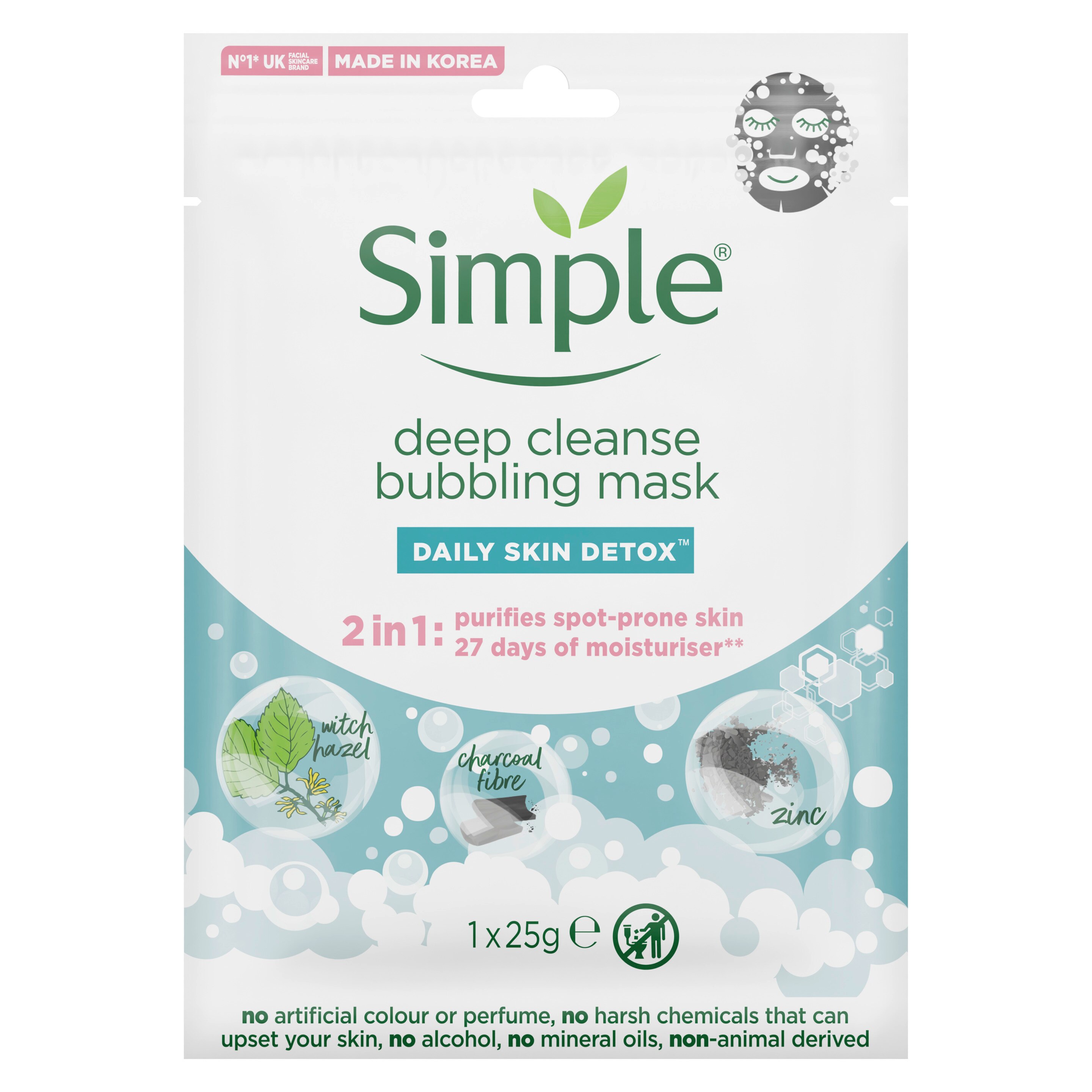 Deep Cleanse Bubbling Sheet Mask | Simple® Skincare