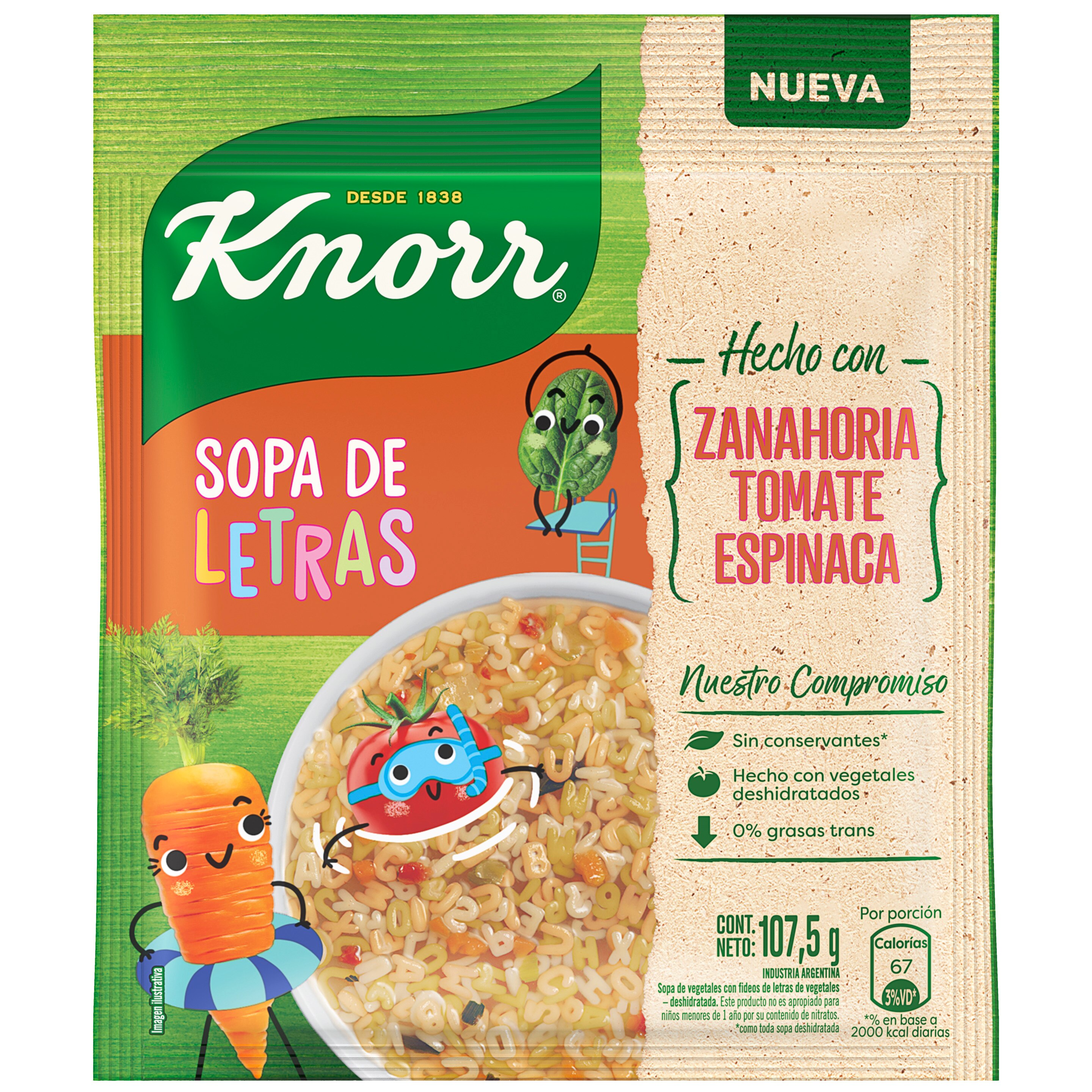 Sopa Tipo Casera Vegetales con Fideos de Letras | Knorr UY